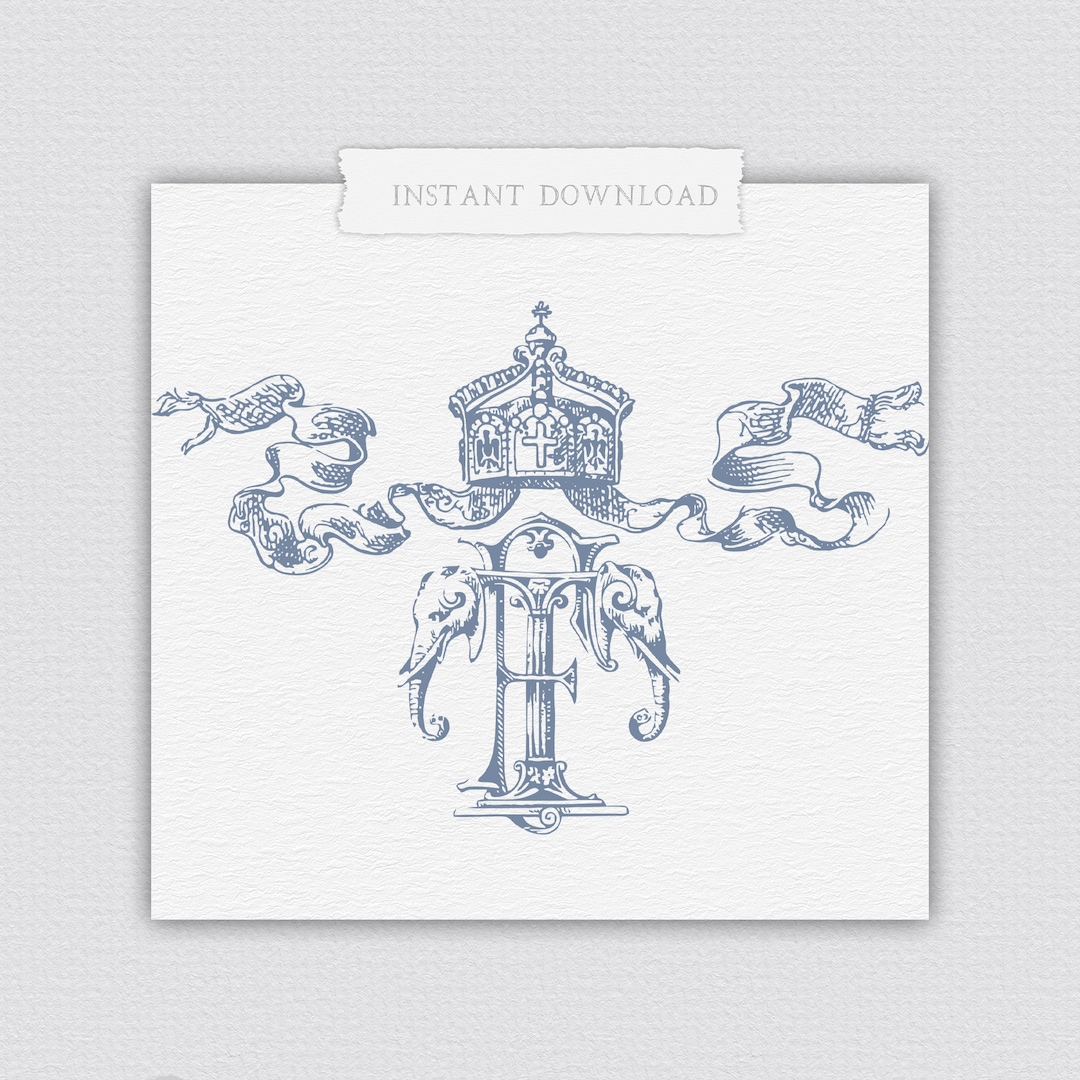 FT Digital Wedding Crests, TF Digital Monogram, Vintage Wedding Crests ...