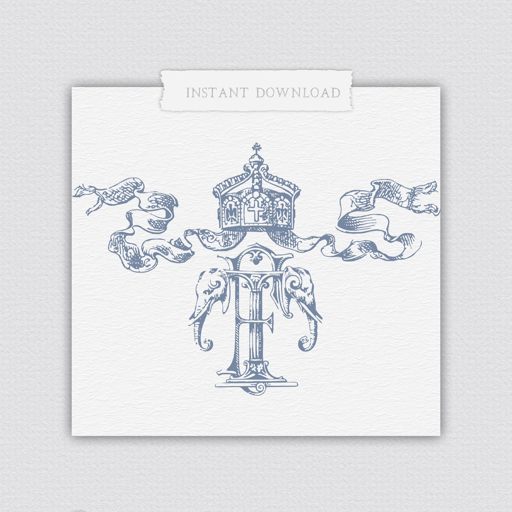 FT Digital Wedding Crests, TF Digital Monogram, Vintage Wedding Crests ...