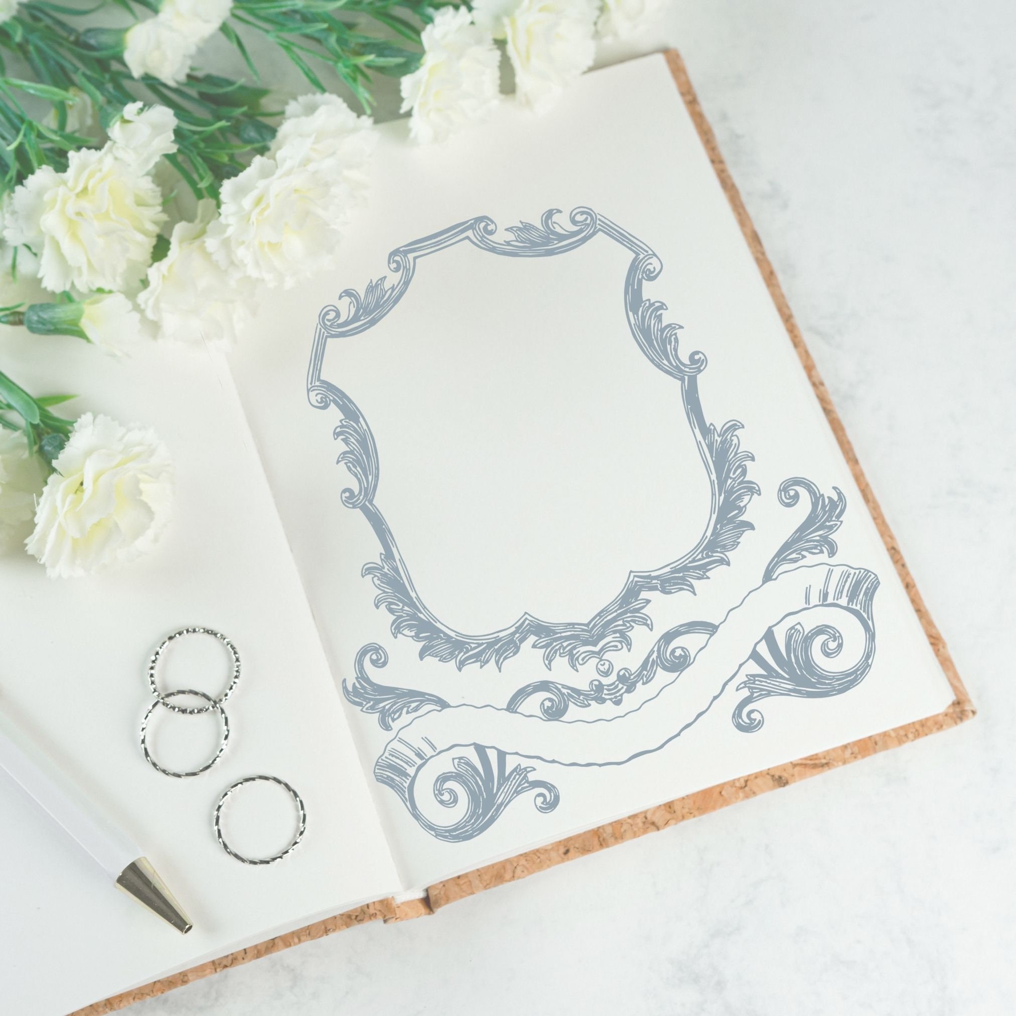 Hand Drawn Wedding Crest, Wedding Invitation Design, Monogrammed ...
