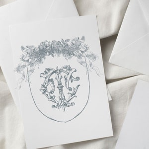 TC Floral Vintage Wedding Monogram, TC Monogram Wedding Coats of Arms ...