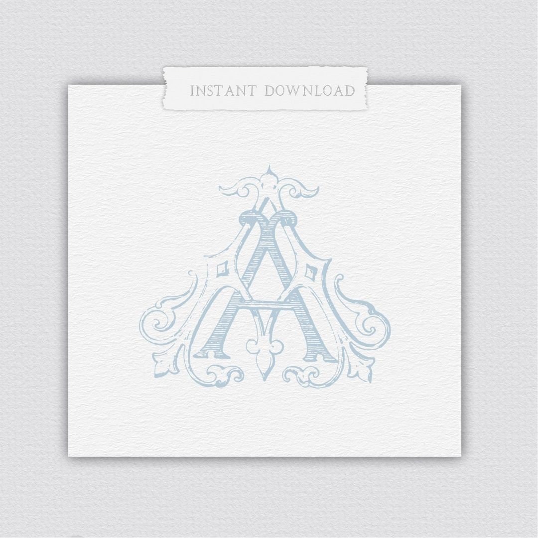 AA Classic Monogram, AA Wedding Monogram, Monogram With PDF ...