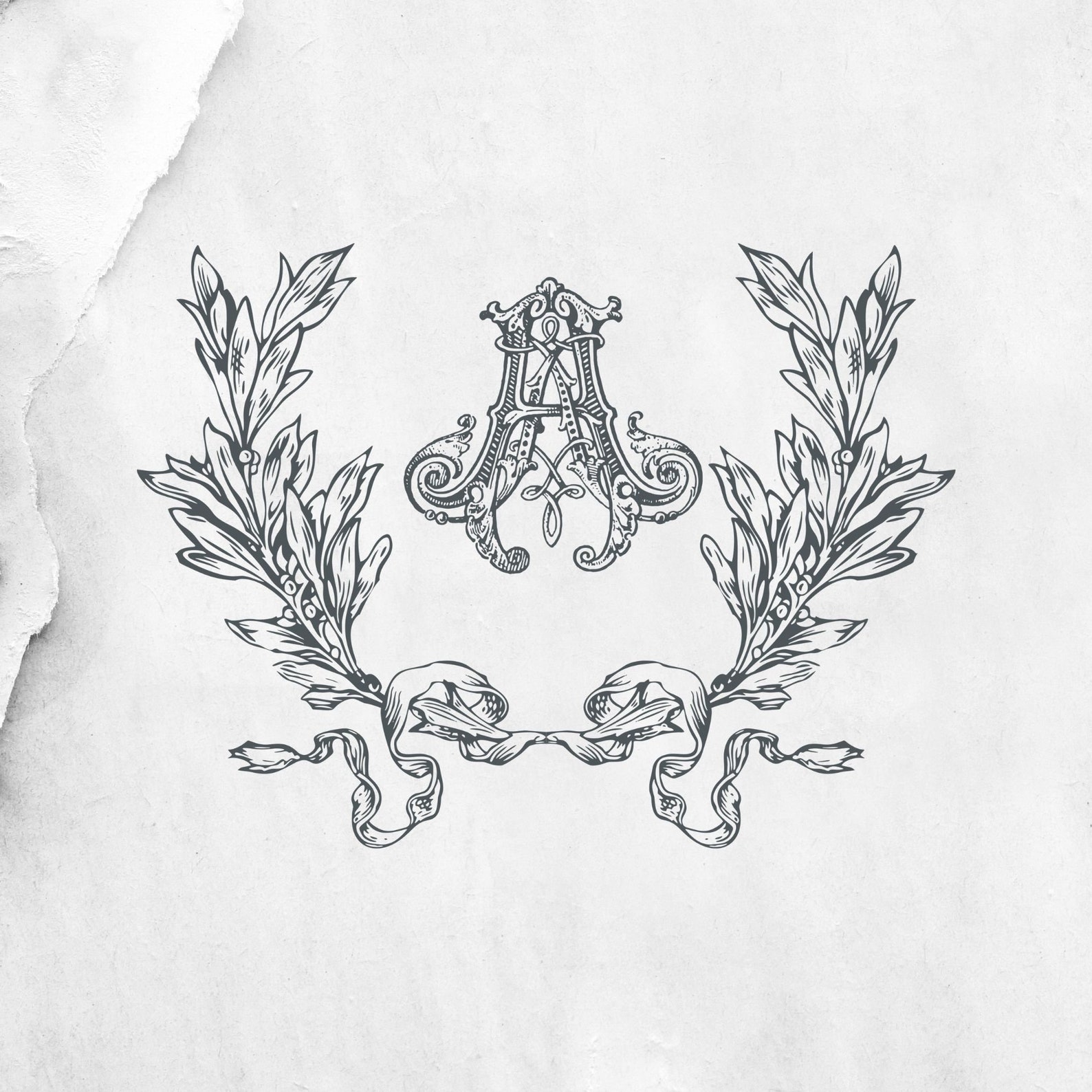 AA Digital Wedding Crests, AA Digital Monogram, Vintage Wedding Crests ...