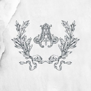 AA Digital Wedding Crests, AA Digital Monogram, Vintage Wedding Crests ...