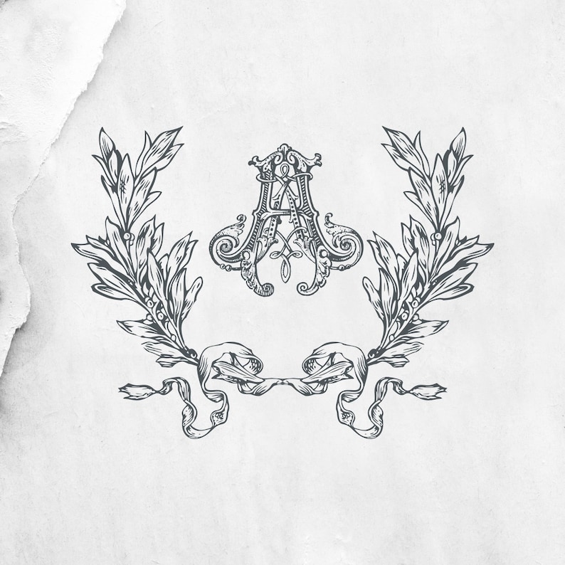 AA Digital Wedding Crests, AA Digital Monogram, Vintage Wedding Crests ...