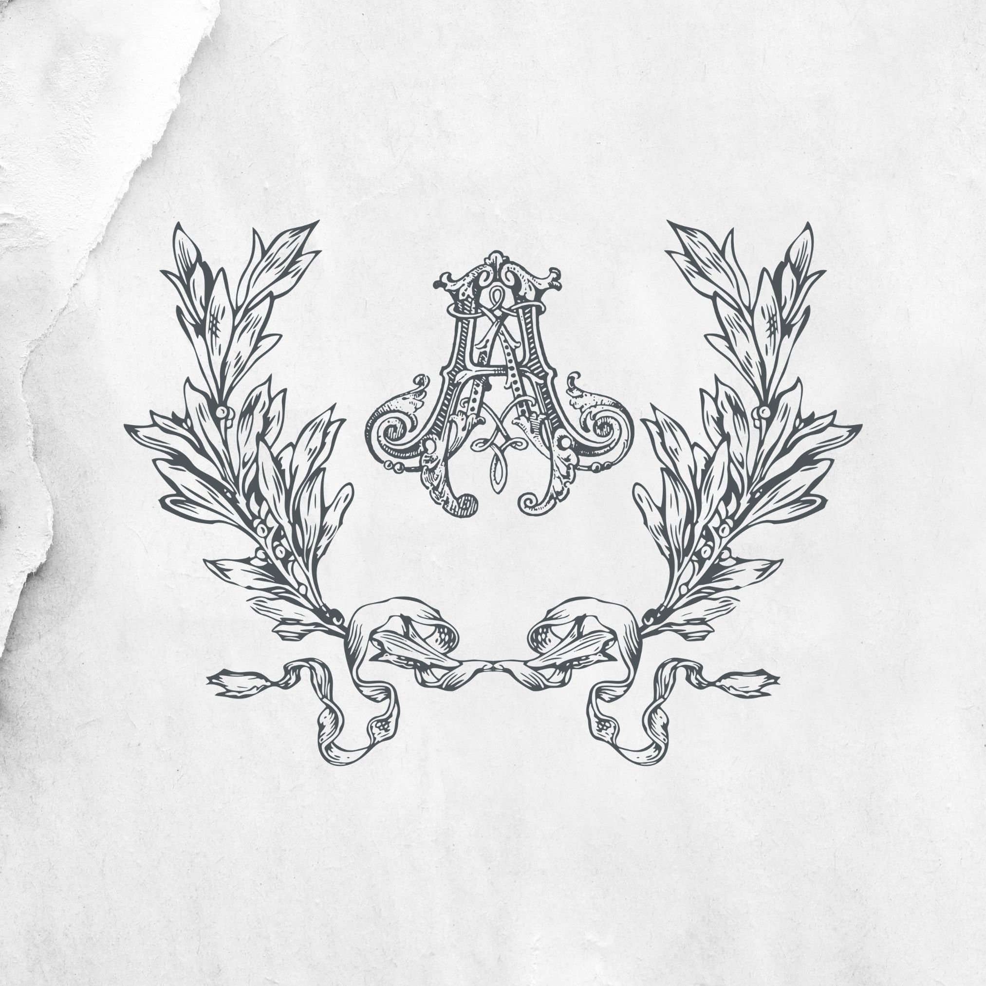 AA Digital Wedding Crests, AA Digital Monogram, Vintage Wedding Crests ...