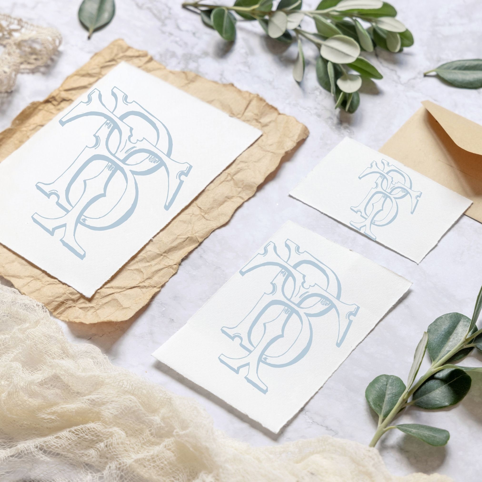 Classic Interlocking Wedding Monogram: Two Letter Crest (PDF) - Etsy