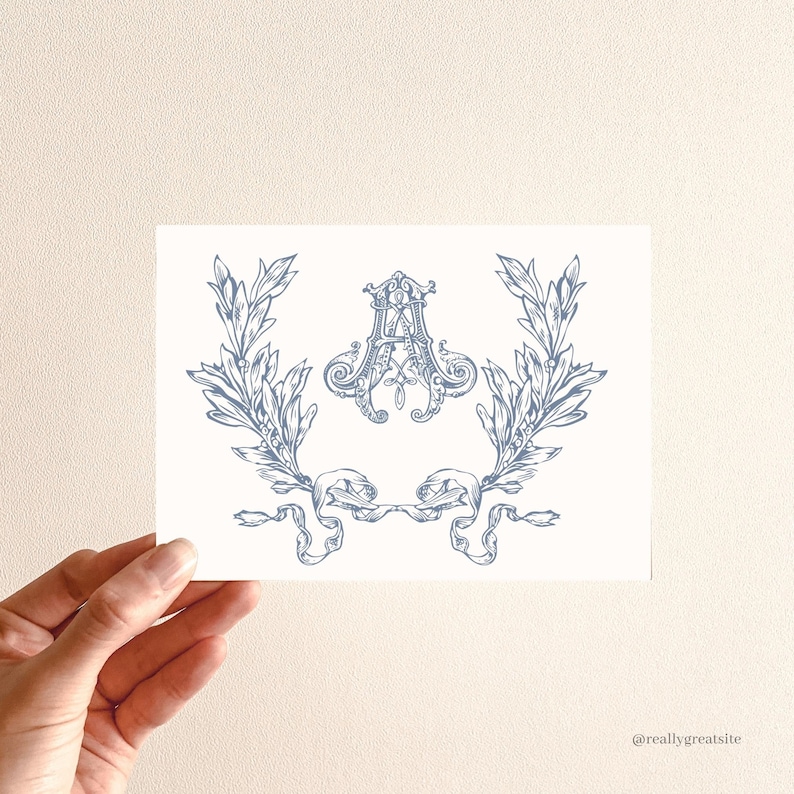 AA Digital Wedding Crests, AA Digital Monogram, Vintage Wedding Crests ...