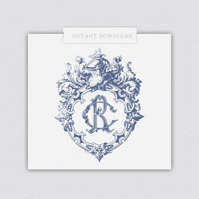 CR Digital Monogram Wedding Crests Vintage Wedding Crests - Etsy