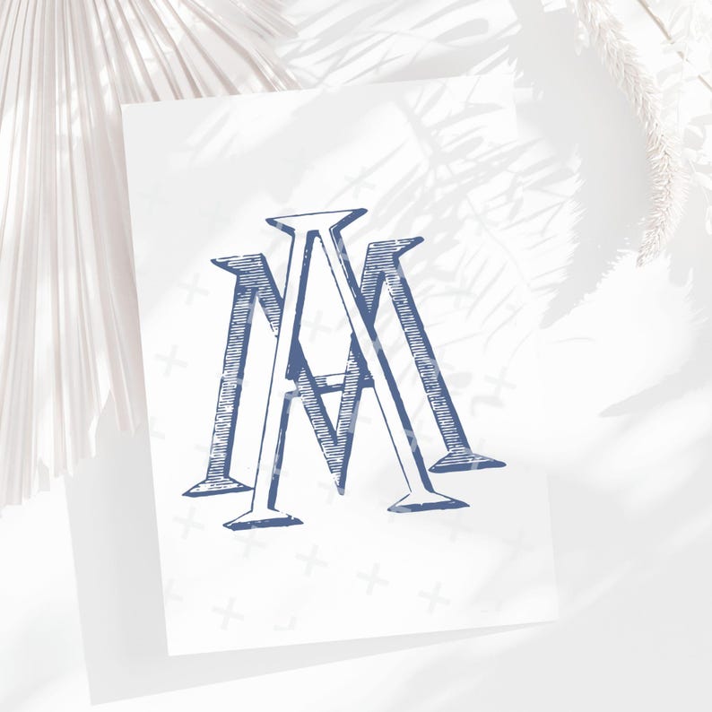 Classic Wedding Monogram: Intertwined AM Letters (digital Download) - Etsy