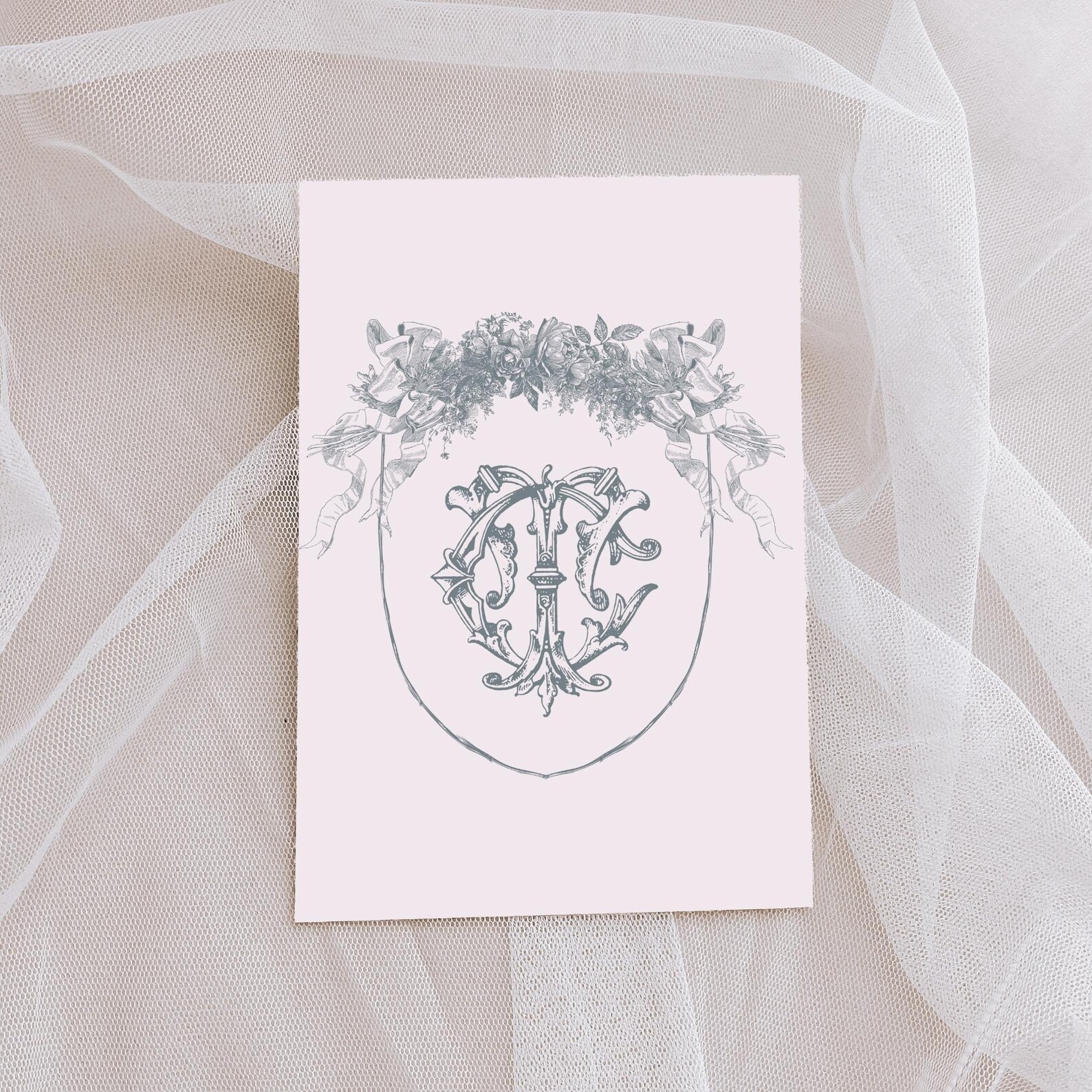 TC Floral Vintage Wedding Monogram, TC Monogram Wedding Coats of Arms ...
