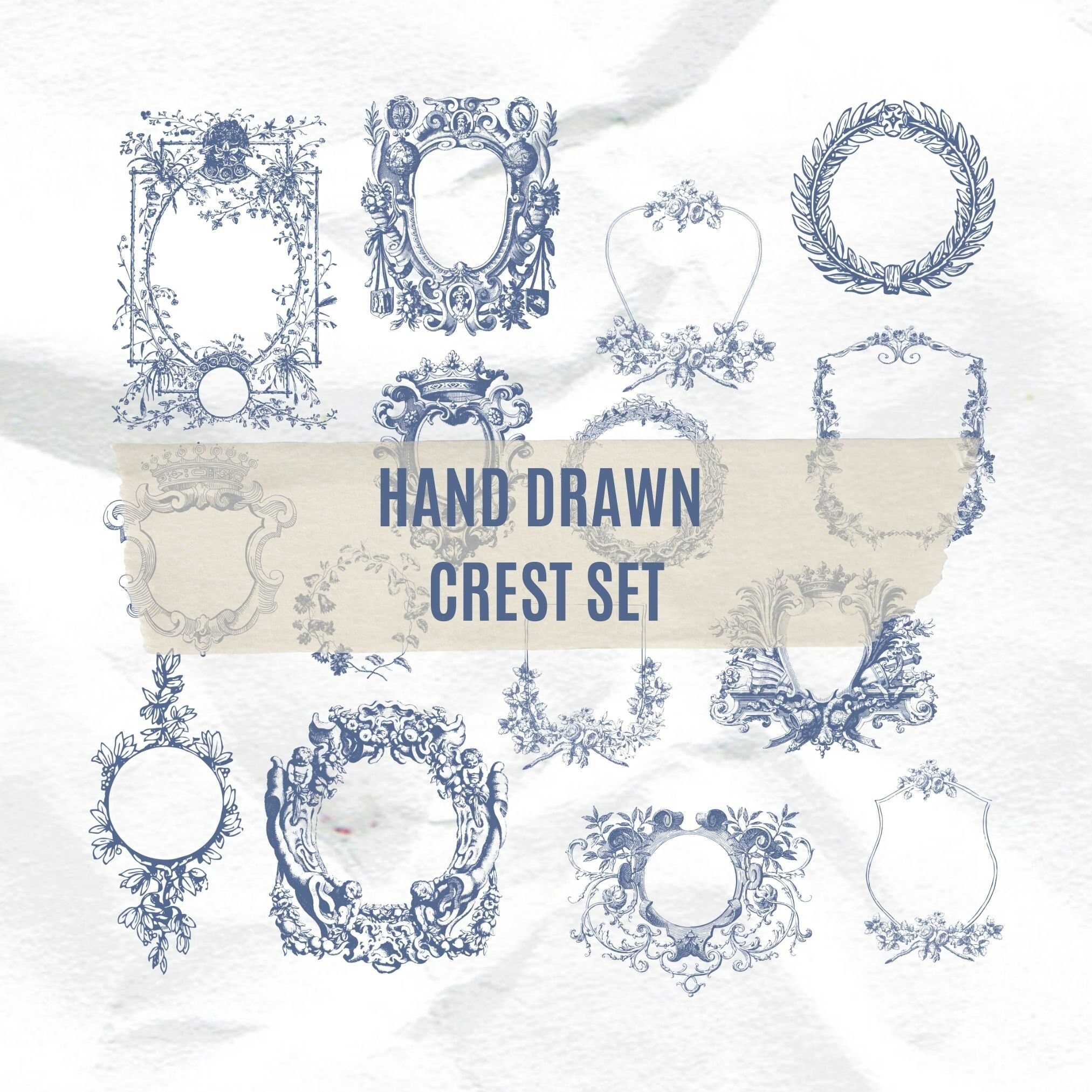 Vintage Wedding Crests: Vector Frame SVG Bundle (digital Download) - Etsy