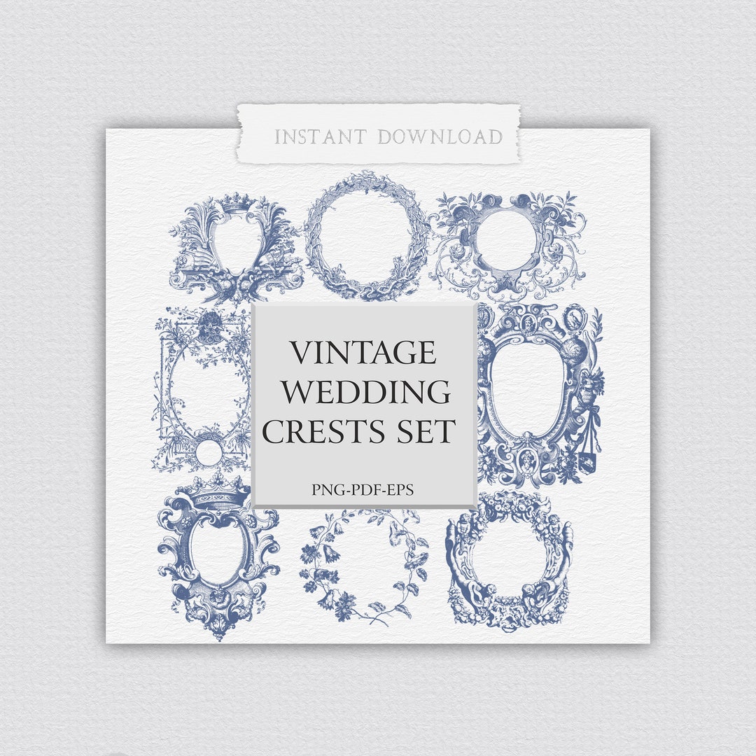 Vintage Wedding Crests Set Digital Download Wedding Set - Etsy