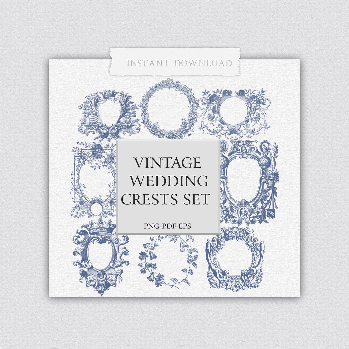 Vintage Wedding Crests: Vector Frame SVG Bundle (digital Download) - Etsy