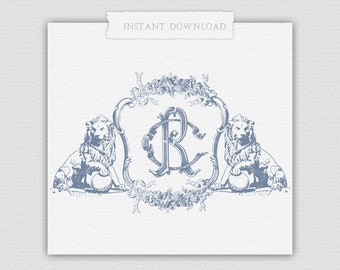 HW Monogram Wedding Coats of Arms Monogram Wedding Crest - Etsy