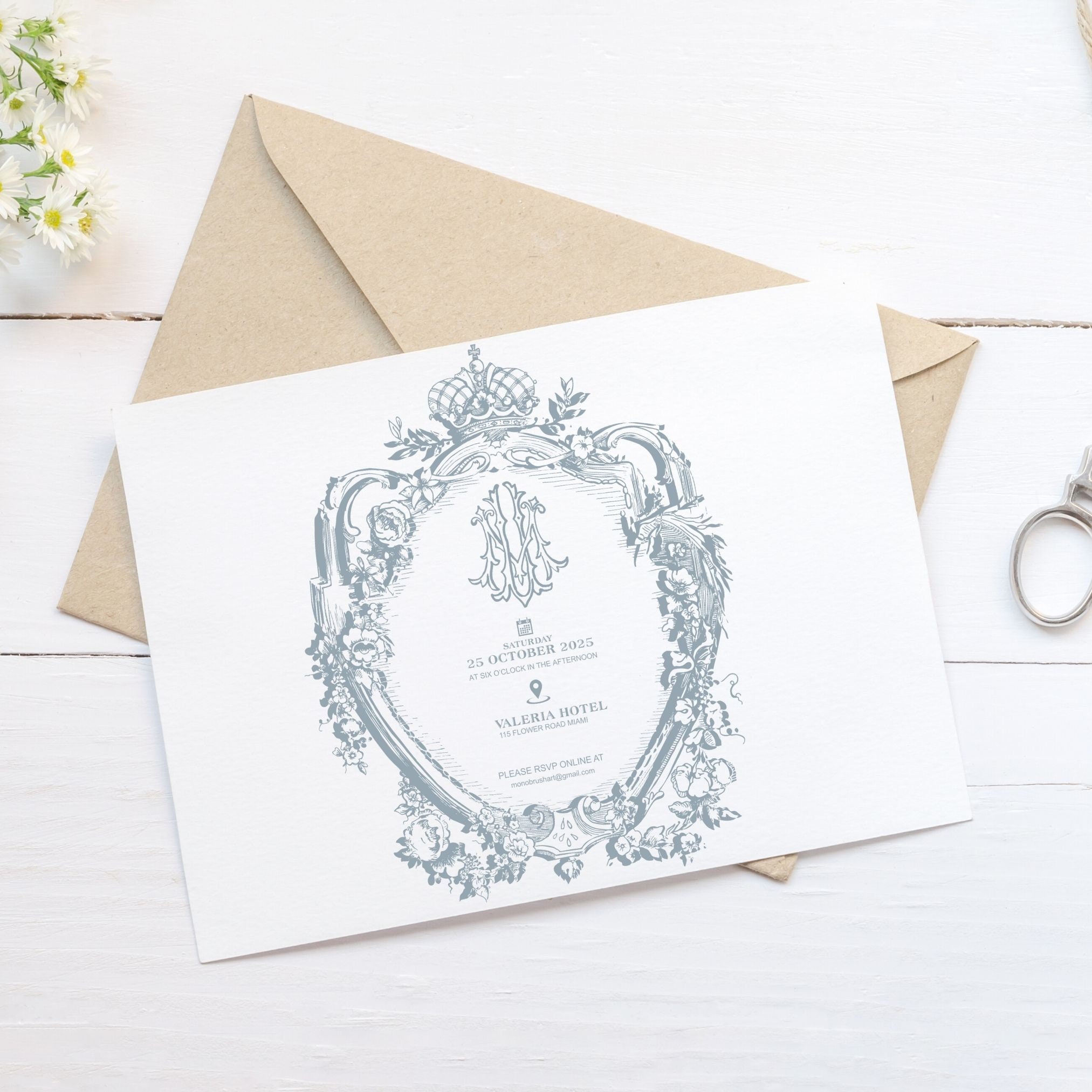 Wedding Invitation, Personalized Wedding Invitation, Monogrammed ...