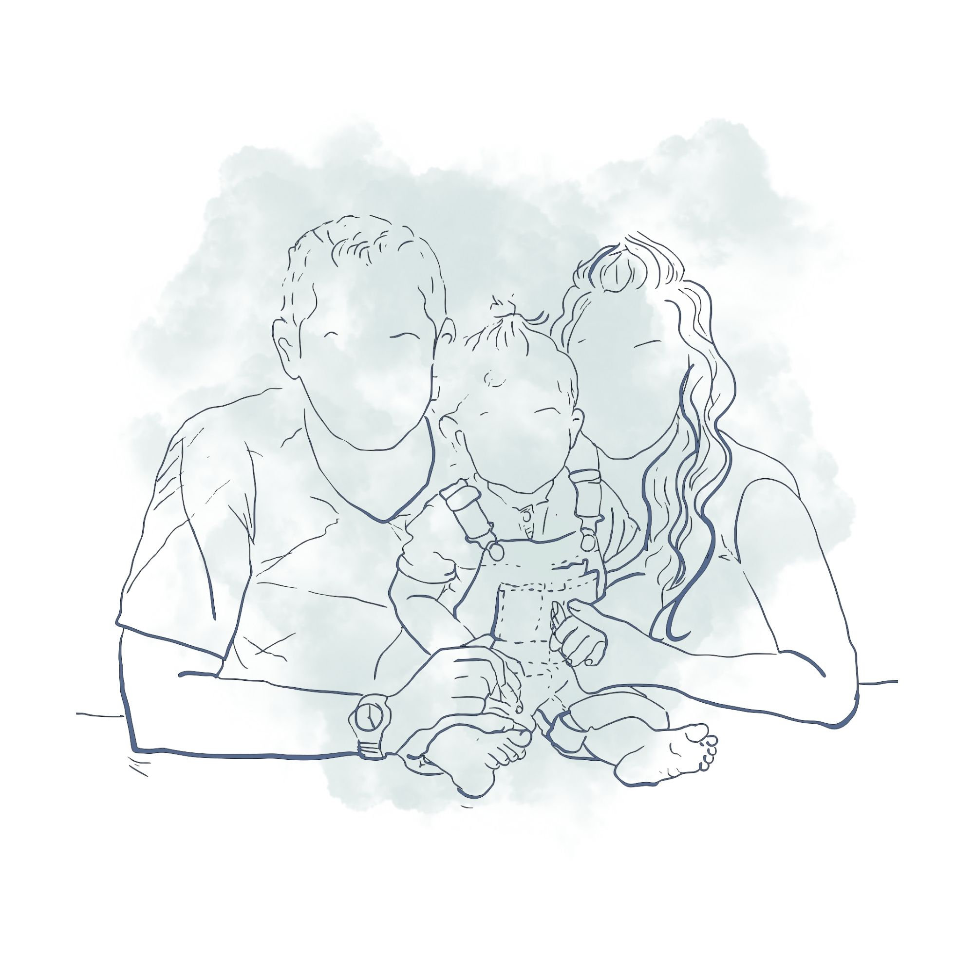 Custom Family Portrait, Line Art Portrait, Gift for Mum, Custom Line ...