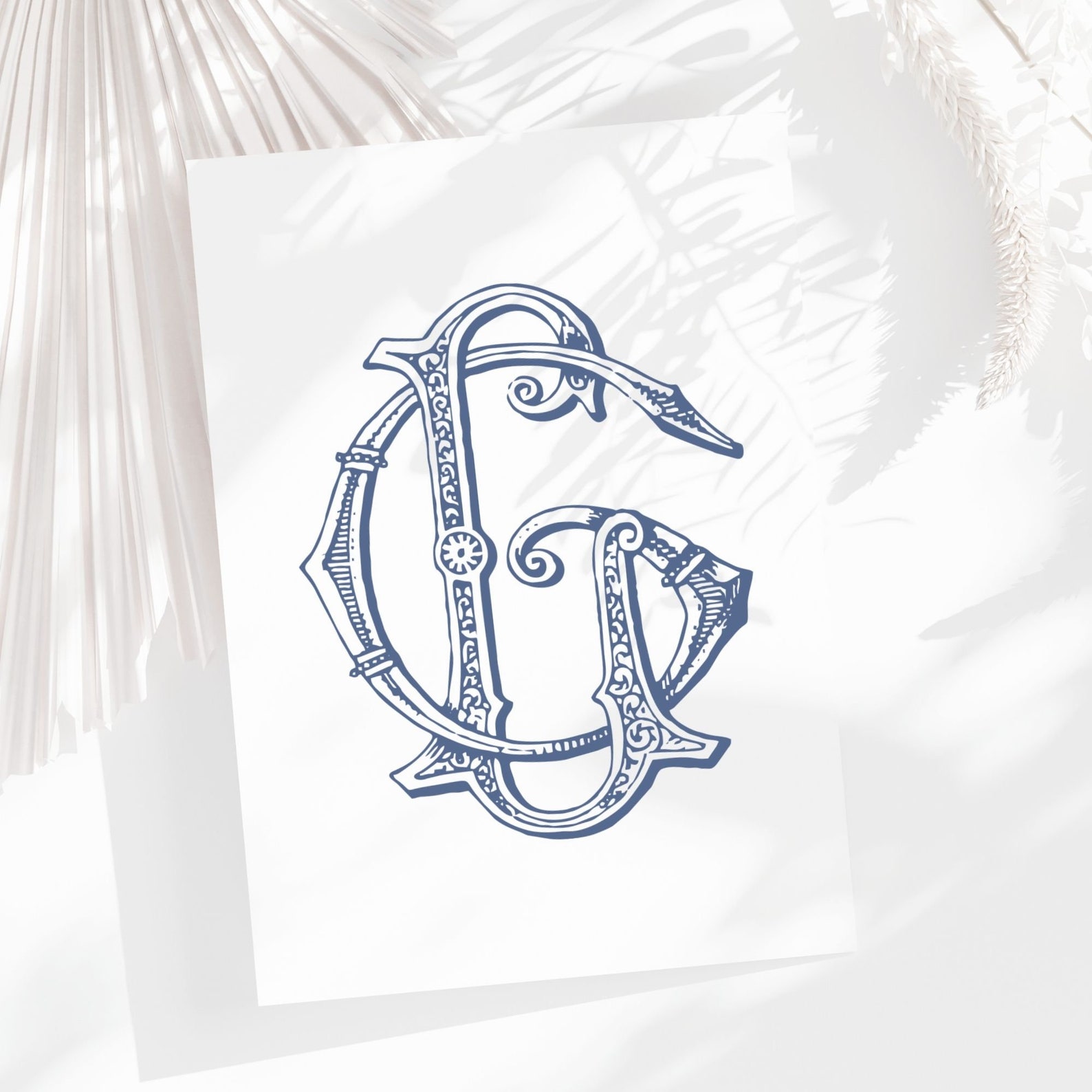 Classic Intertwined Wedding Monogram: 2 Letter Crest (PDF) - Etsy