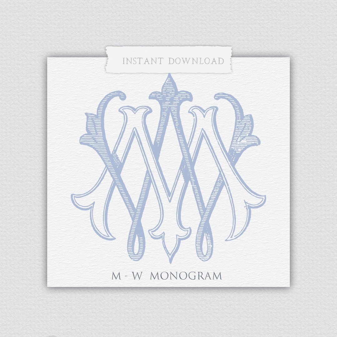 MW Classic Monogram, M-W Wedding Monogram, M-W Monogram With PDF ...