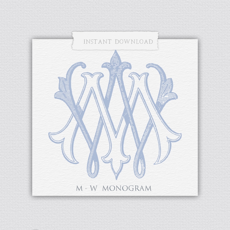 MW Classic Wedding Monogram: Intertwined Vintage Design (PDF) - Etsy