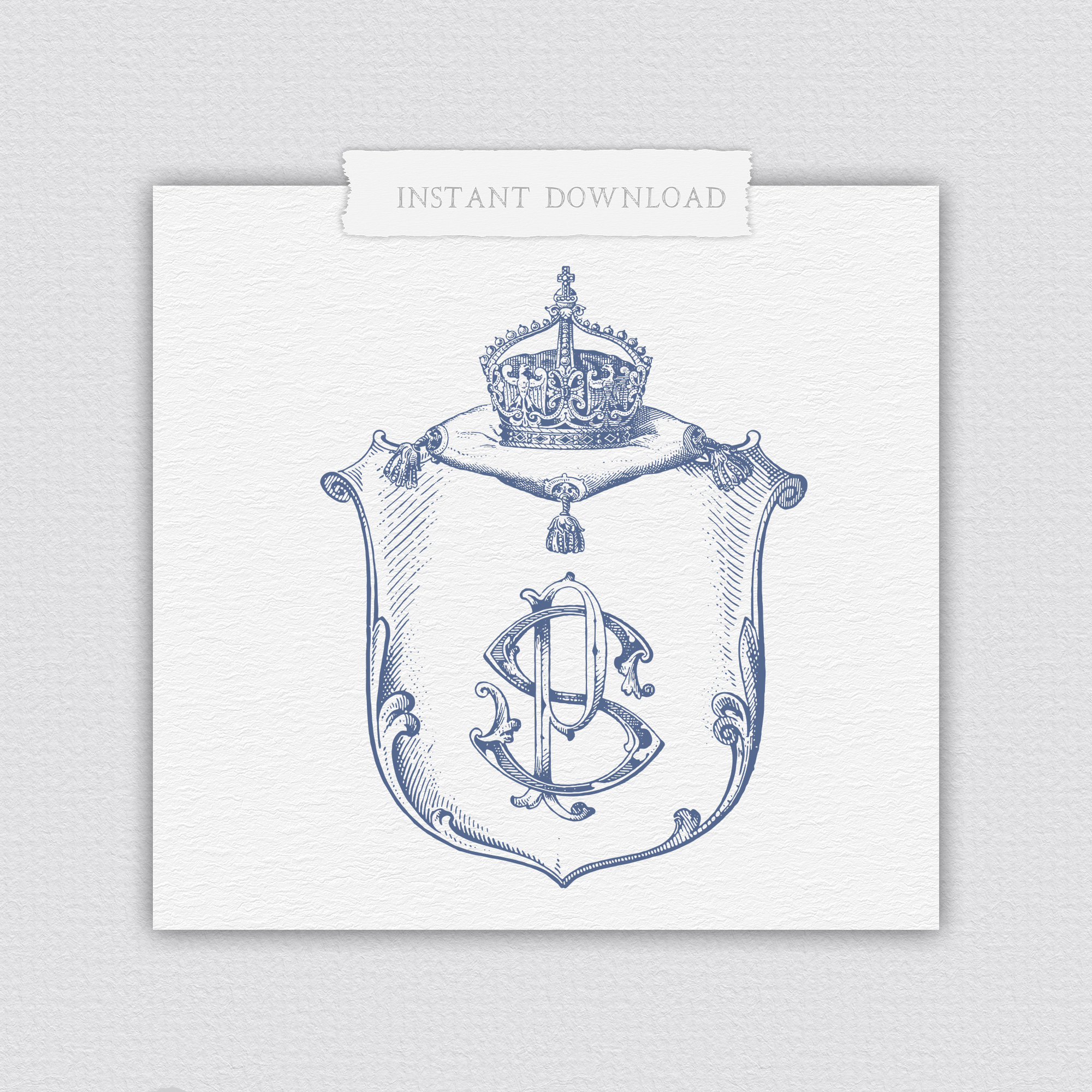 PS Monogram Wedding Crest: Vintage Coat of Arms (digital Download) - Etsy