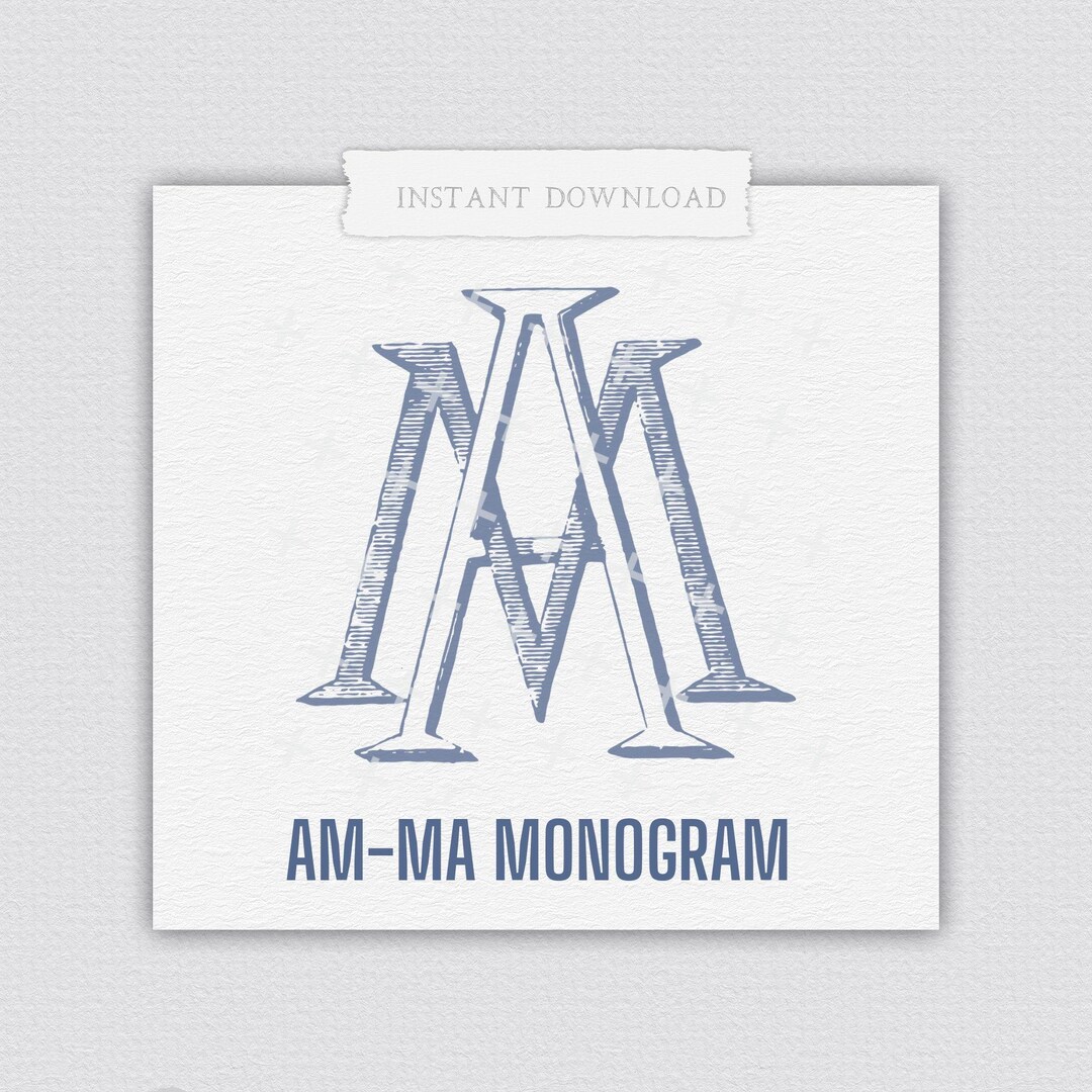 Classic Wedding Monogram: Intertwined AM Letters (digital Download) - Etsy