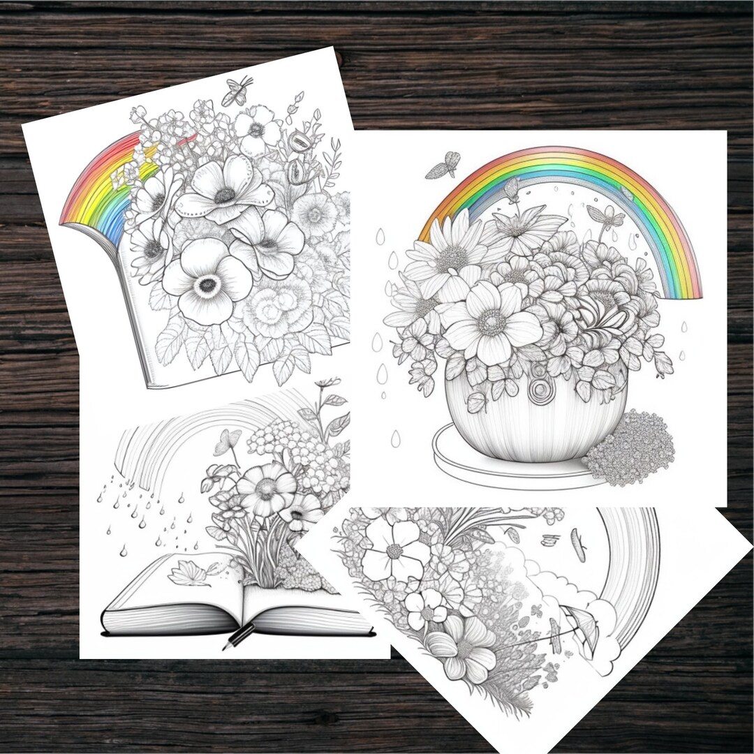 Rainbow Blooms: A Floral Coloring Book - Etsy