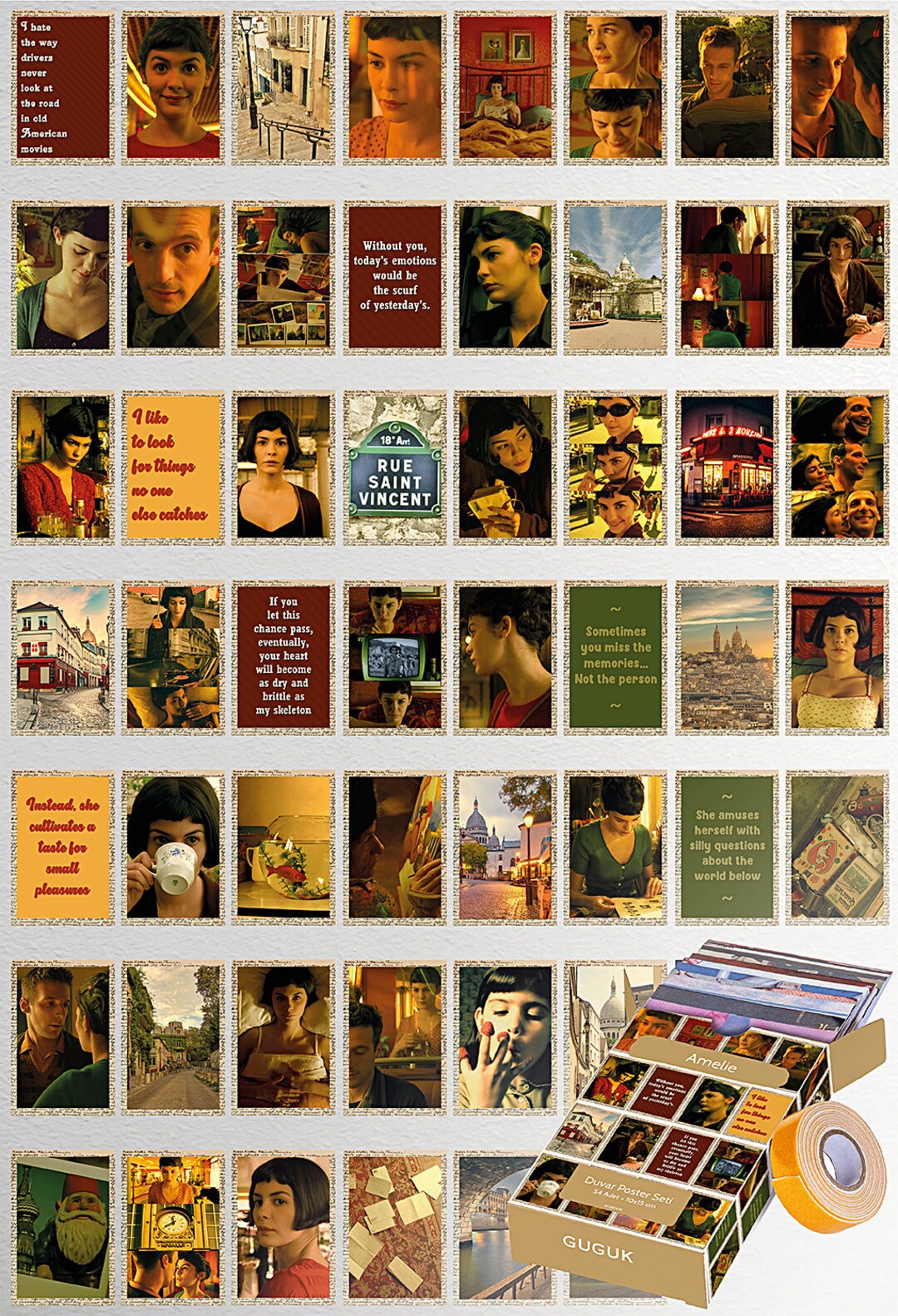 Amelie Themed 54 Piece Wall Poster Collage Set for Room Decor - Etsy