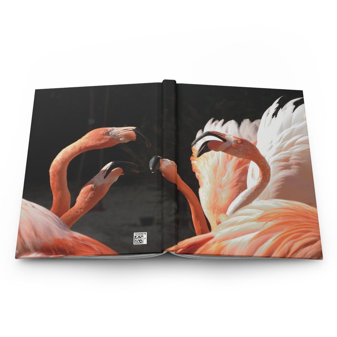 Dramatic Flamingo Fight 5.75" X 8 " 150-page Hardcover Journal Notebook ...
