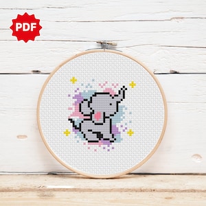 Elephant Cross Stitch Pattern | Cute Cross Stitch Pattern | Baby Cross ...