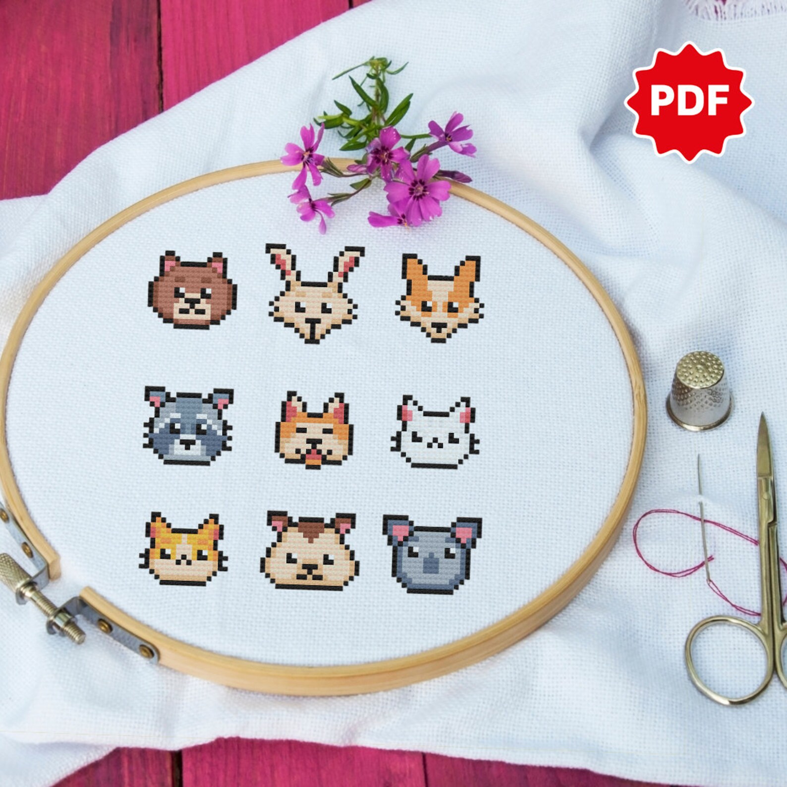 Tiny Animals Cross Stitch Pattern | Small Cross Stitch Pattern | Cute ...