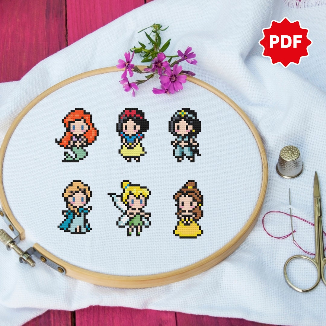 Princess Small Cross Stitch Pattern Little Mermaid Cross Stitch Pattern ...