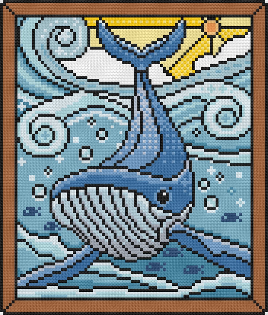 Whale Cross Stitch Pattern | Blue Whale Cross Stitch Pattern | Stained ...