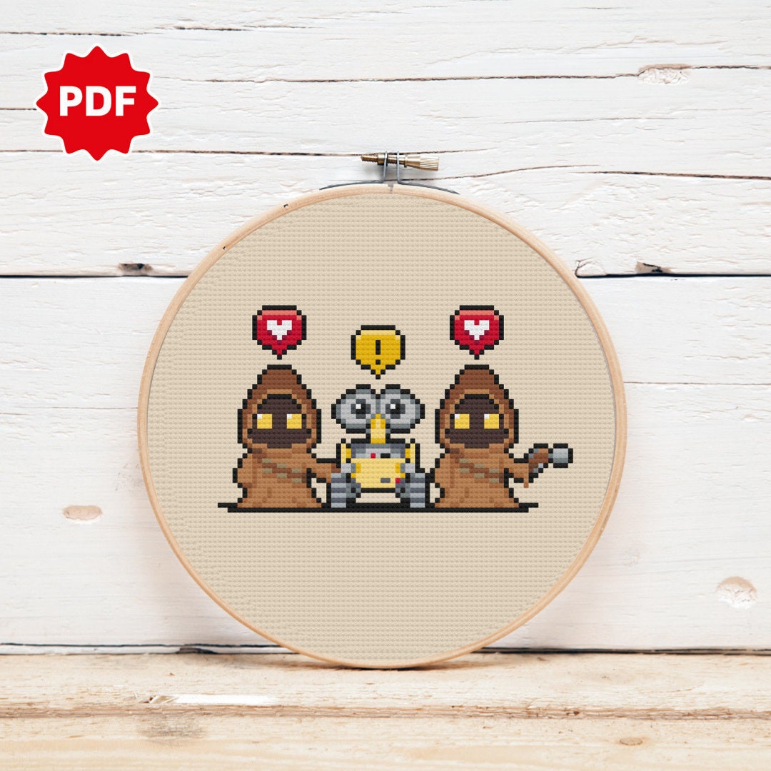 Walle Cross Stitch Pattern Wall-e Cross Stitch Pattern Robot Cross Stitch Pattern Nerdy Cross ...