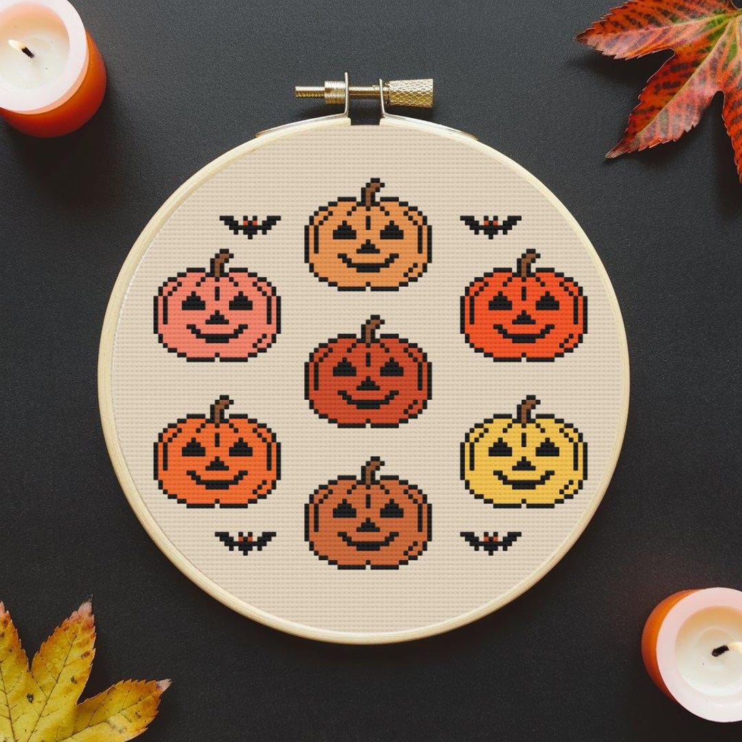 Pumpkin Cross Stitch Pattern | Halloween Cross Stitch Pattern | Spooky ...
