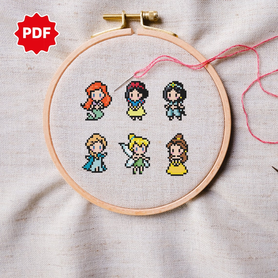 Princess Small Cross Stitch Pattern Little Mermaid Cross Stitch Pattern ...