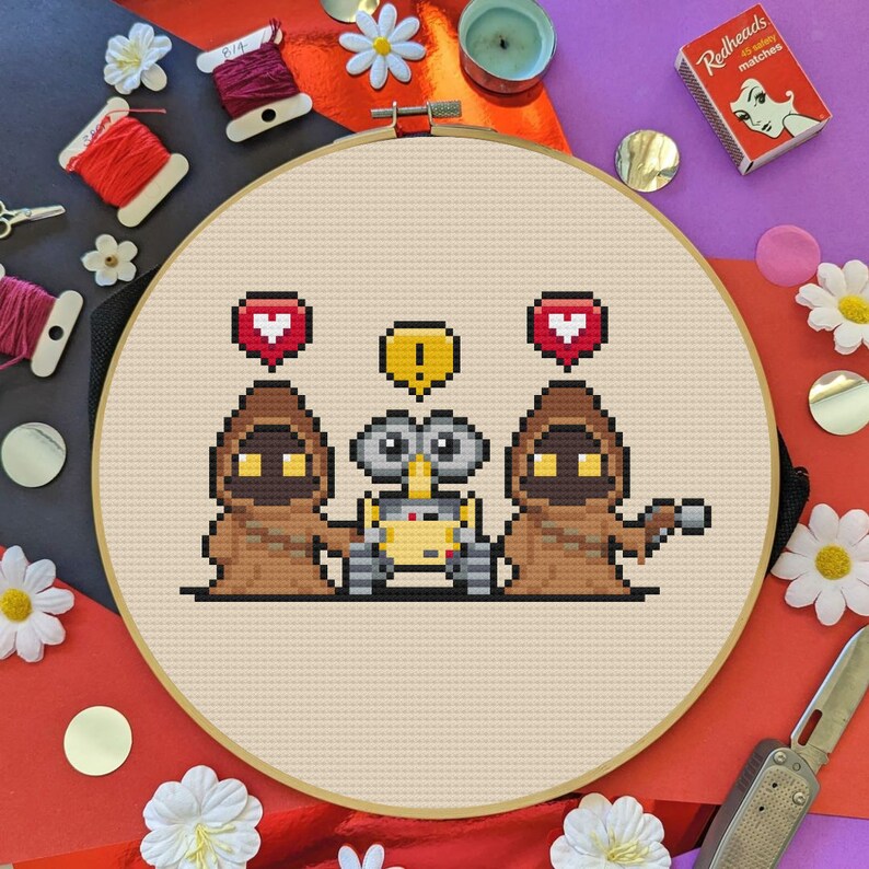 Walle Cross Stitch Pattern Wall-e Cross Stitch Pattern Robot Cross Stitch Pattern Nerdy Cross ...