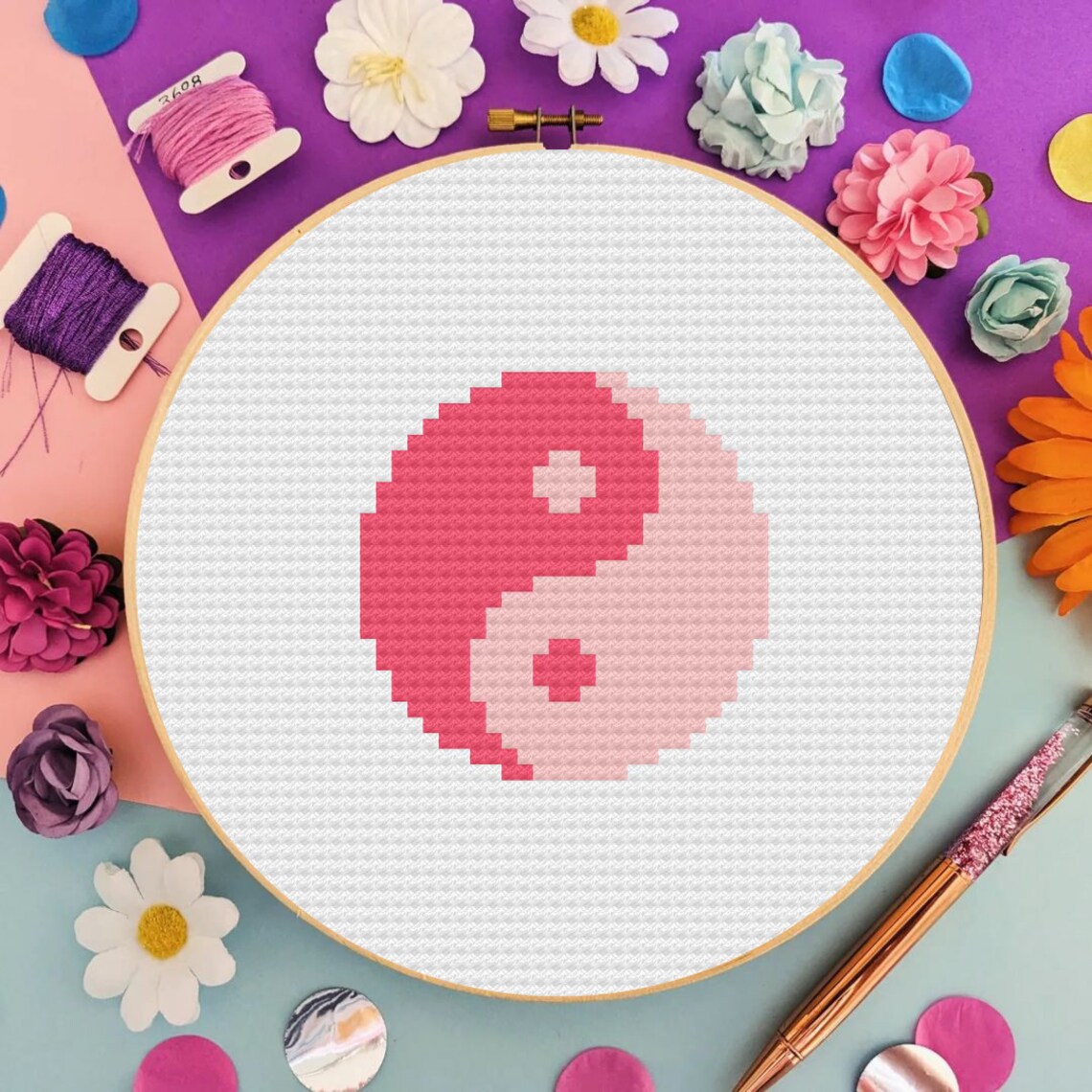Yin Yang Cross Stitch Pattern | Yoga Cross Stitch Pattern | Zen Cross ...