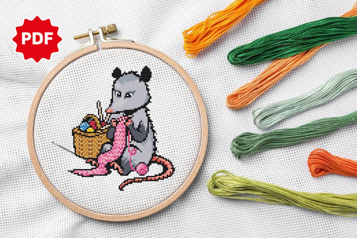 Possum Cross Stitch Pattern | Possum Cross Stitch | Knitting Cross ...