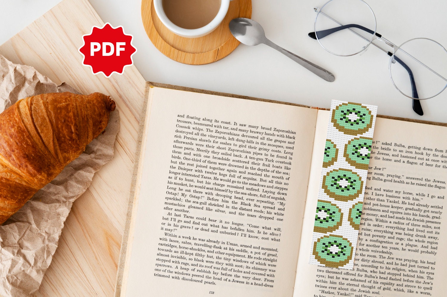 Kiwi Bookmark Cross Stitch Pattern Cross Stitch Bookmarks Pattern Fruit ...