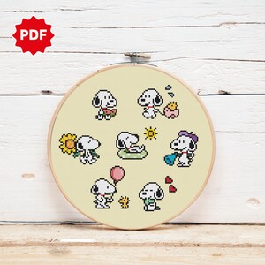 Snoopy Cross Stitch Pattern Snoopy Cross Stitch Dog Cross Stitch Cross ...