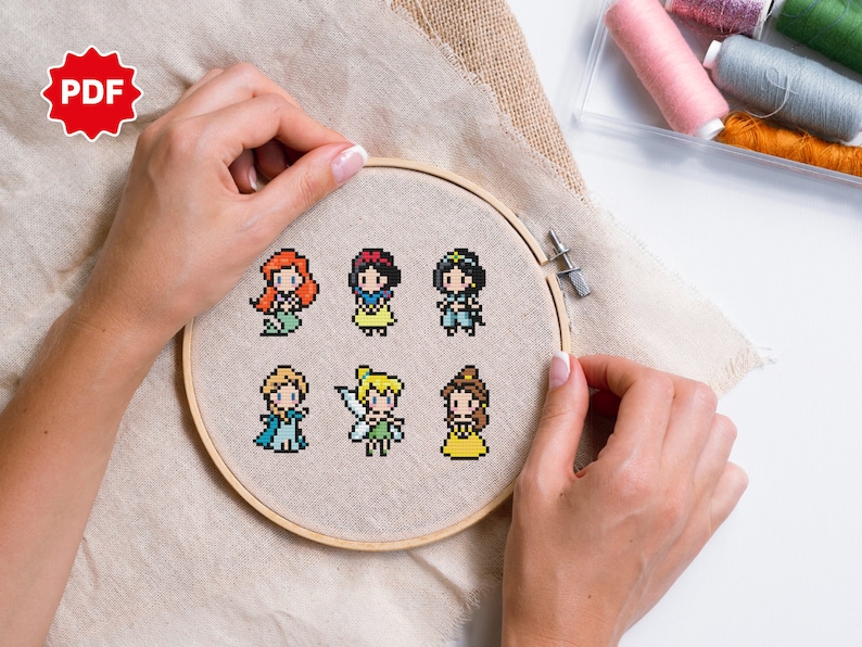 Princess Small Cross Stitch Pattern Little Mermaid Cross Stitch Pattern ...