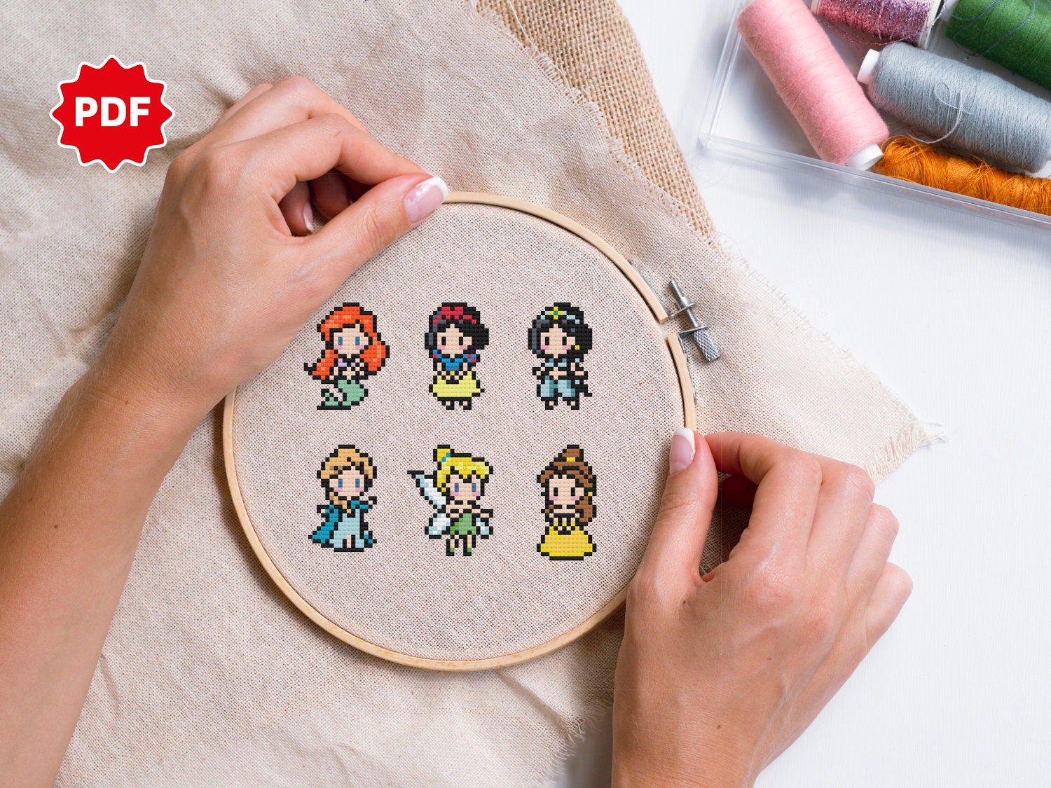 Princess Small Cross Stitch Pattern Little Mermaid Cross Stitch Pattern ...