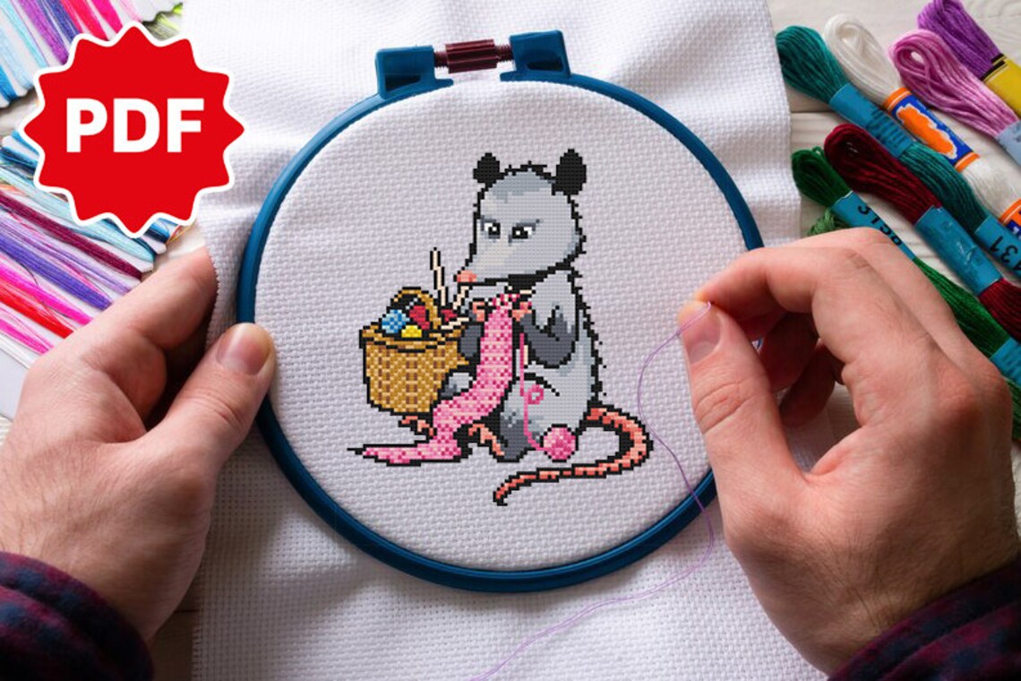 Possum Cross Stitch Pattern | Possum Cross Stitch | Knitting Cross ...
