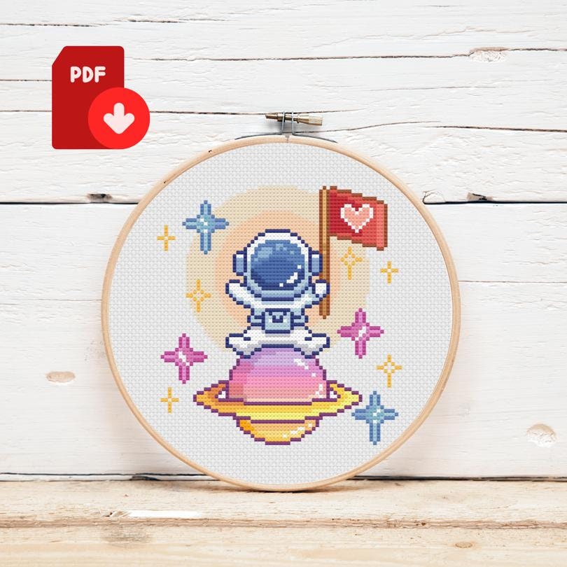 Astronaut Cross Stitch Pattern Space Cross Stitch Pattern Planet Cross ...