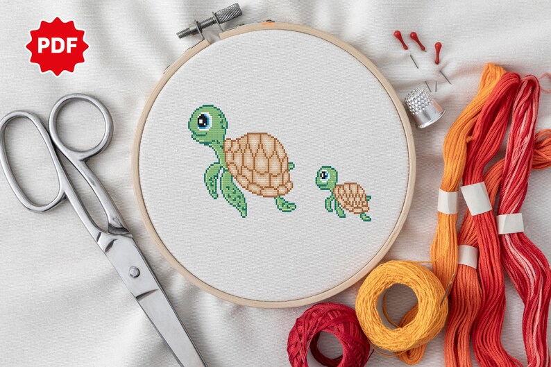 Turtle Cross Stitch Pattern Turtles Cross Stitch Pattern Baby - Etsy