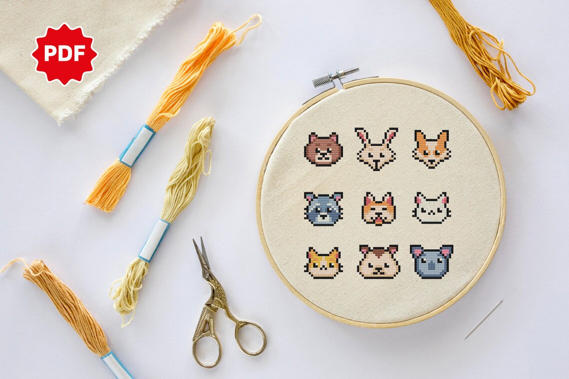 Tiny Animals Cross Stitch Pattern | Small Cross Stitch Pattern | Cute ...