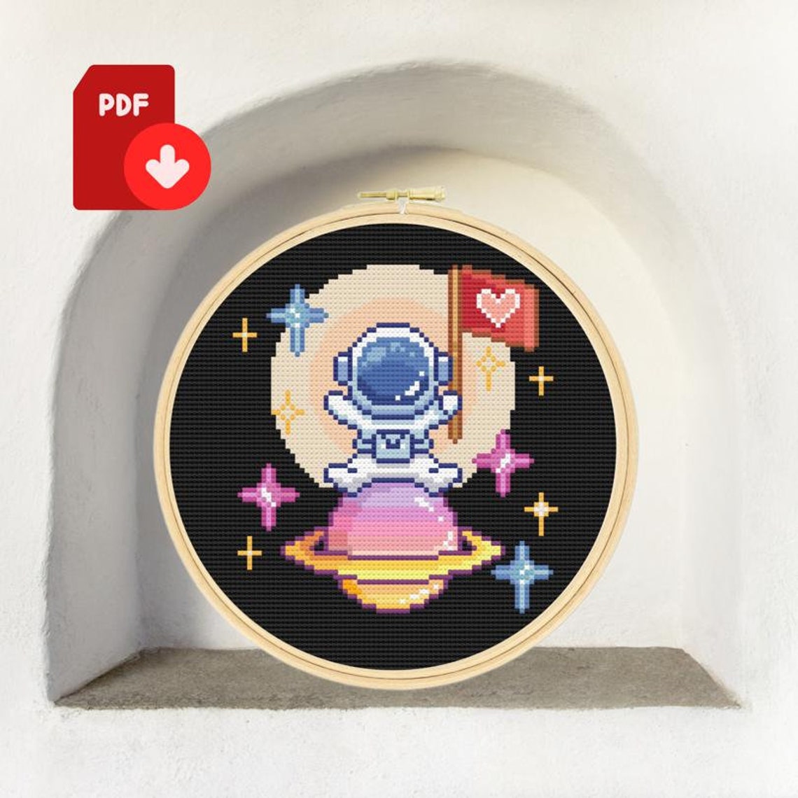 Astronaut Cross Stitch Pattern Space Cross Stitch Pattern Planet Cross ...