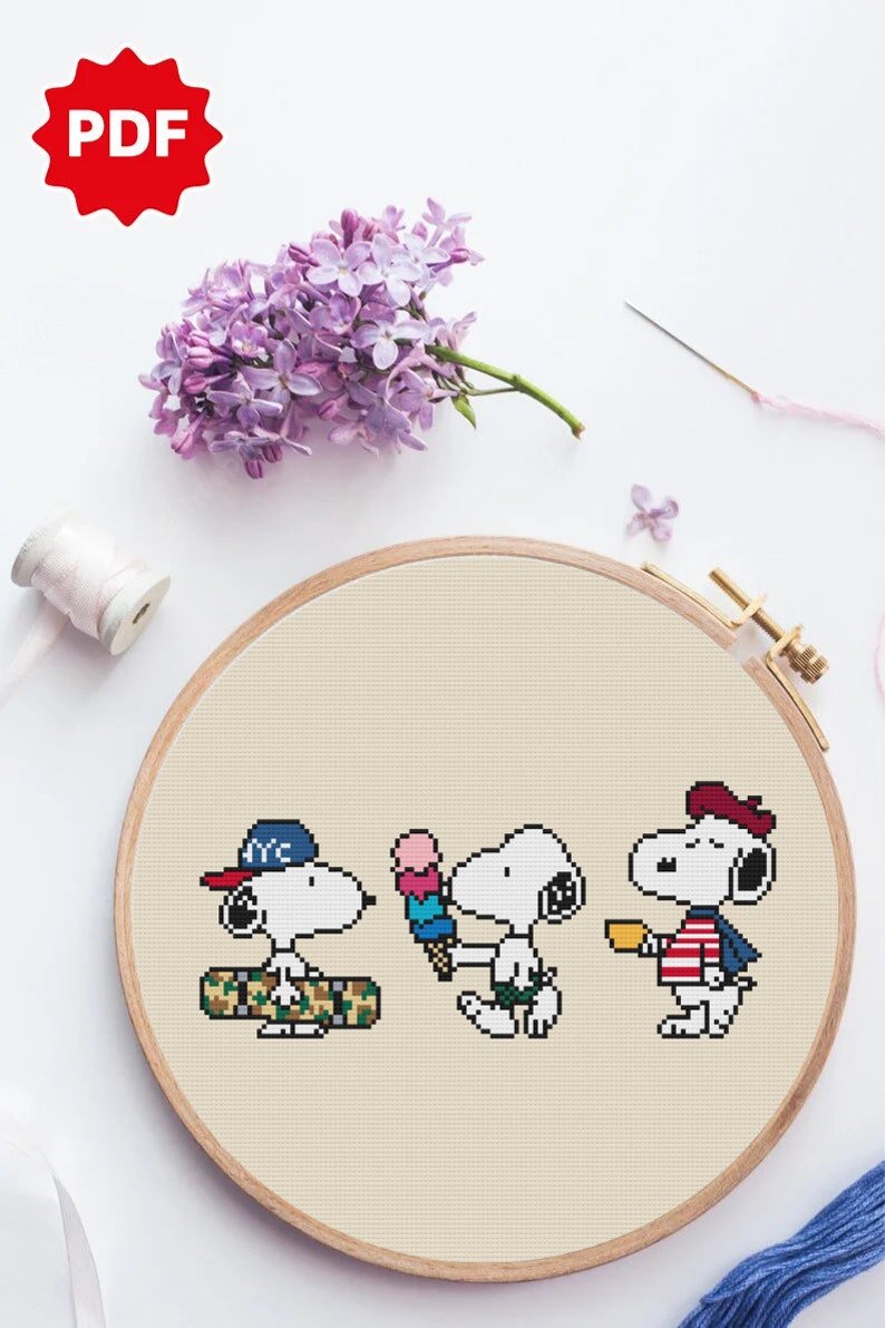 Snoopy Cross Stitch Pattern Dog Cross Stitch Snoopy Cross Stitch Cross ...