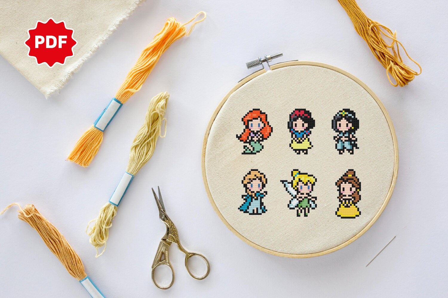 Princess Small Cross Stitch Pattern Little Mermaid Cross Stitch Pattern ...