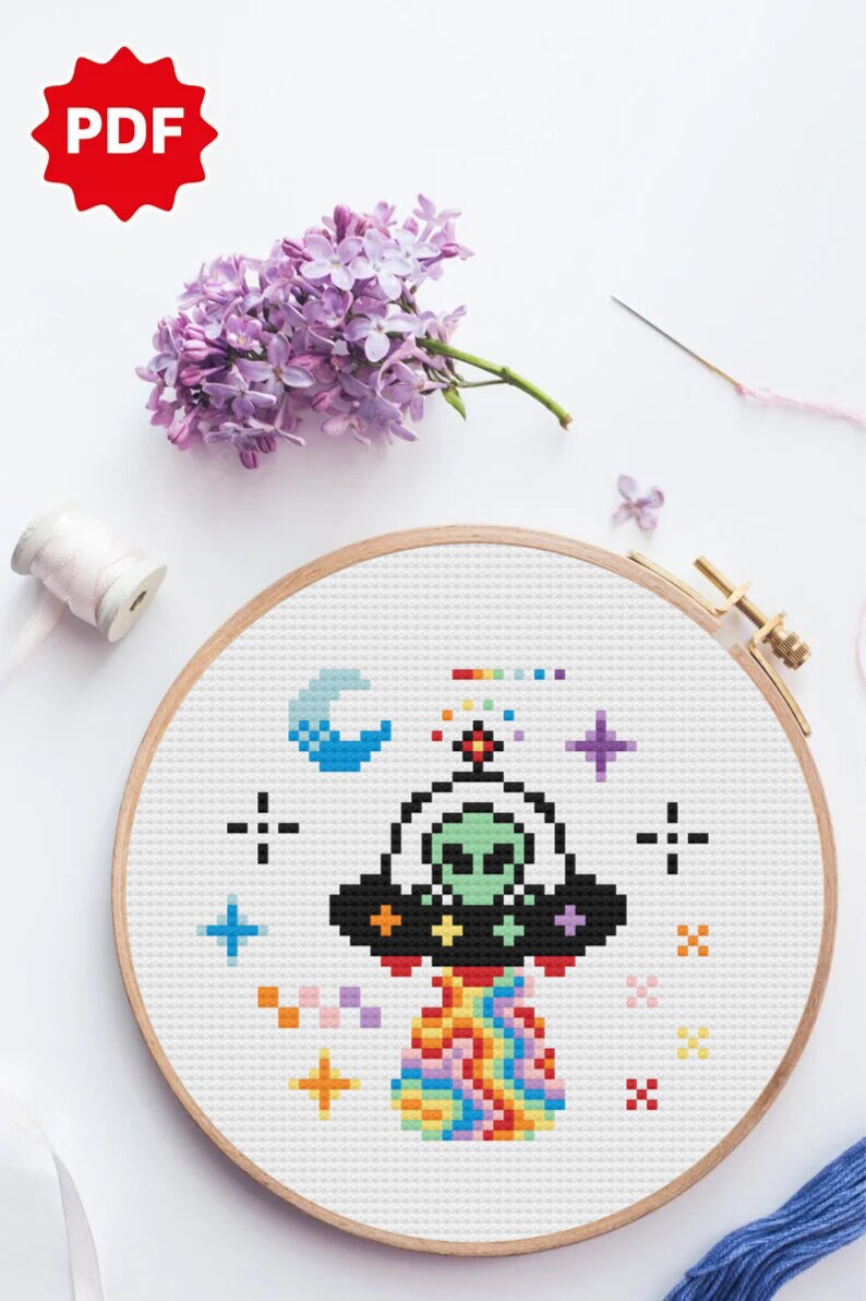 Ufo Cross Stitch Alien Cross Stitch Pattern Ufo Cross Stitch Pattern ...